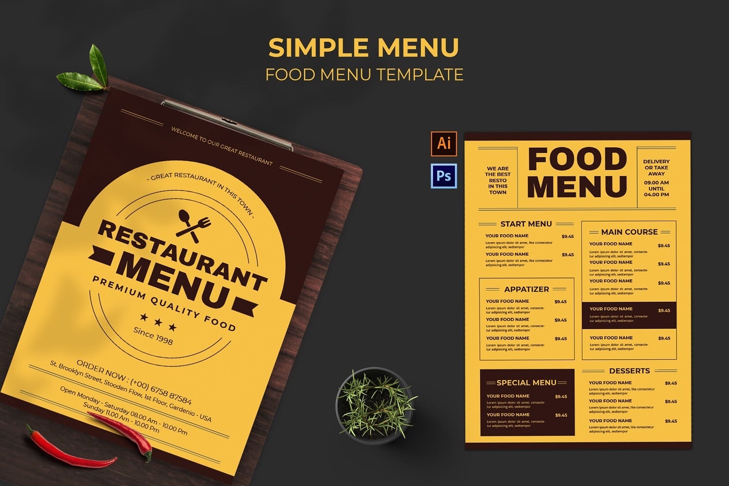 Yellow Simple Menu Food Menu #212403 - TemplateMonster