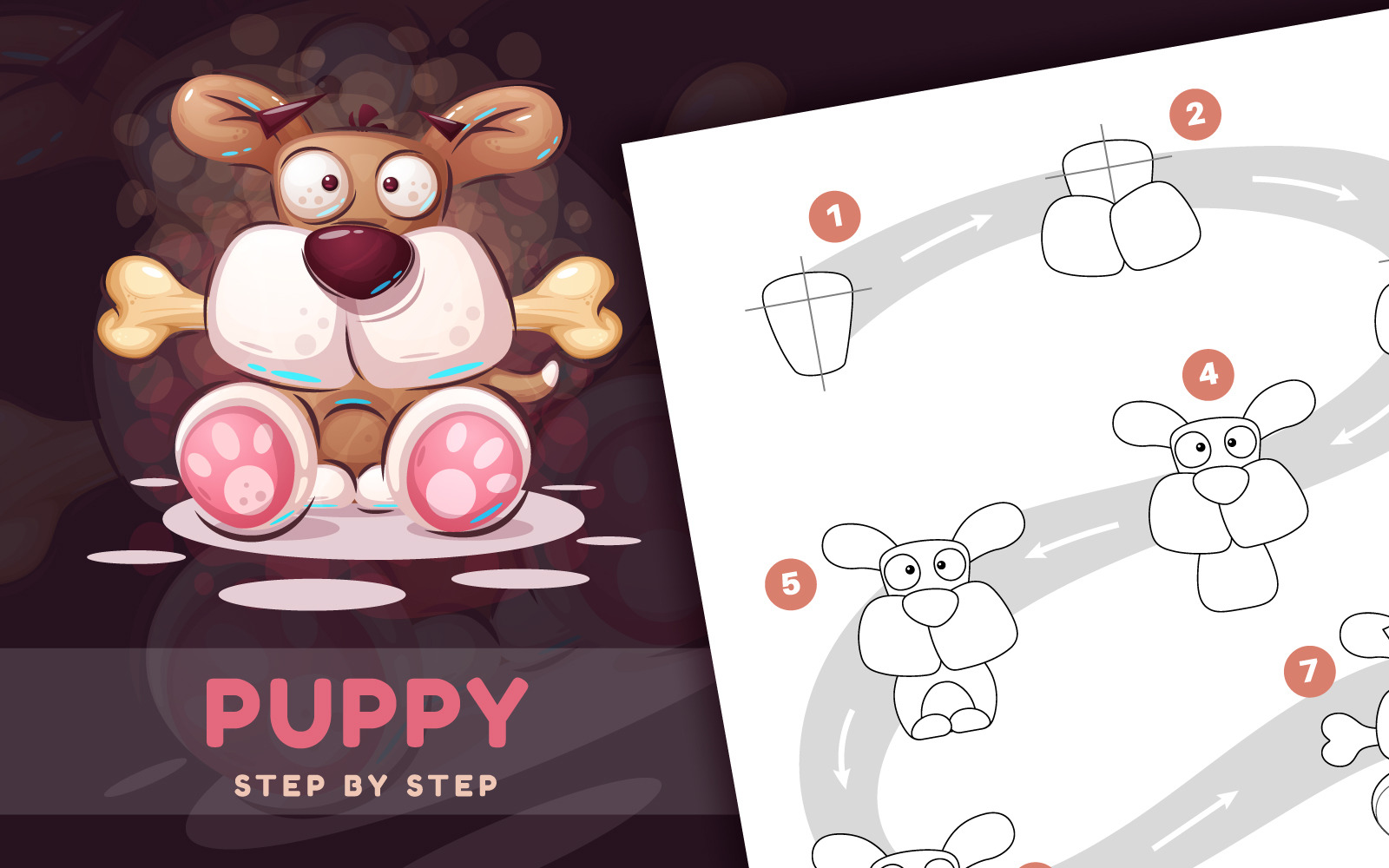 How to Draw Dog Step by Step: Drawing lesson, Graphics Illustration