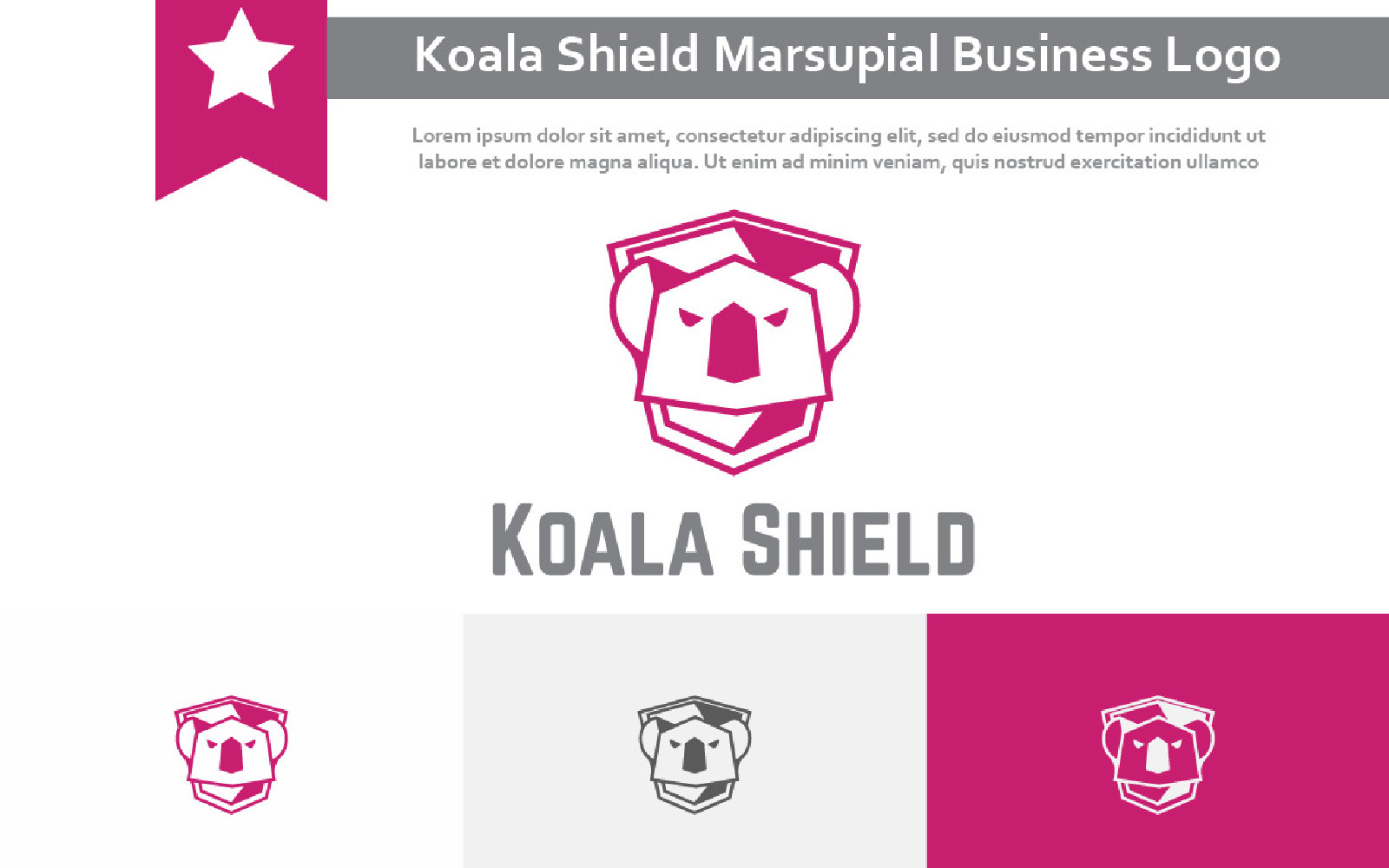 Koala Shield Marsupial Animal Game Business Nature Protection Logo