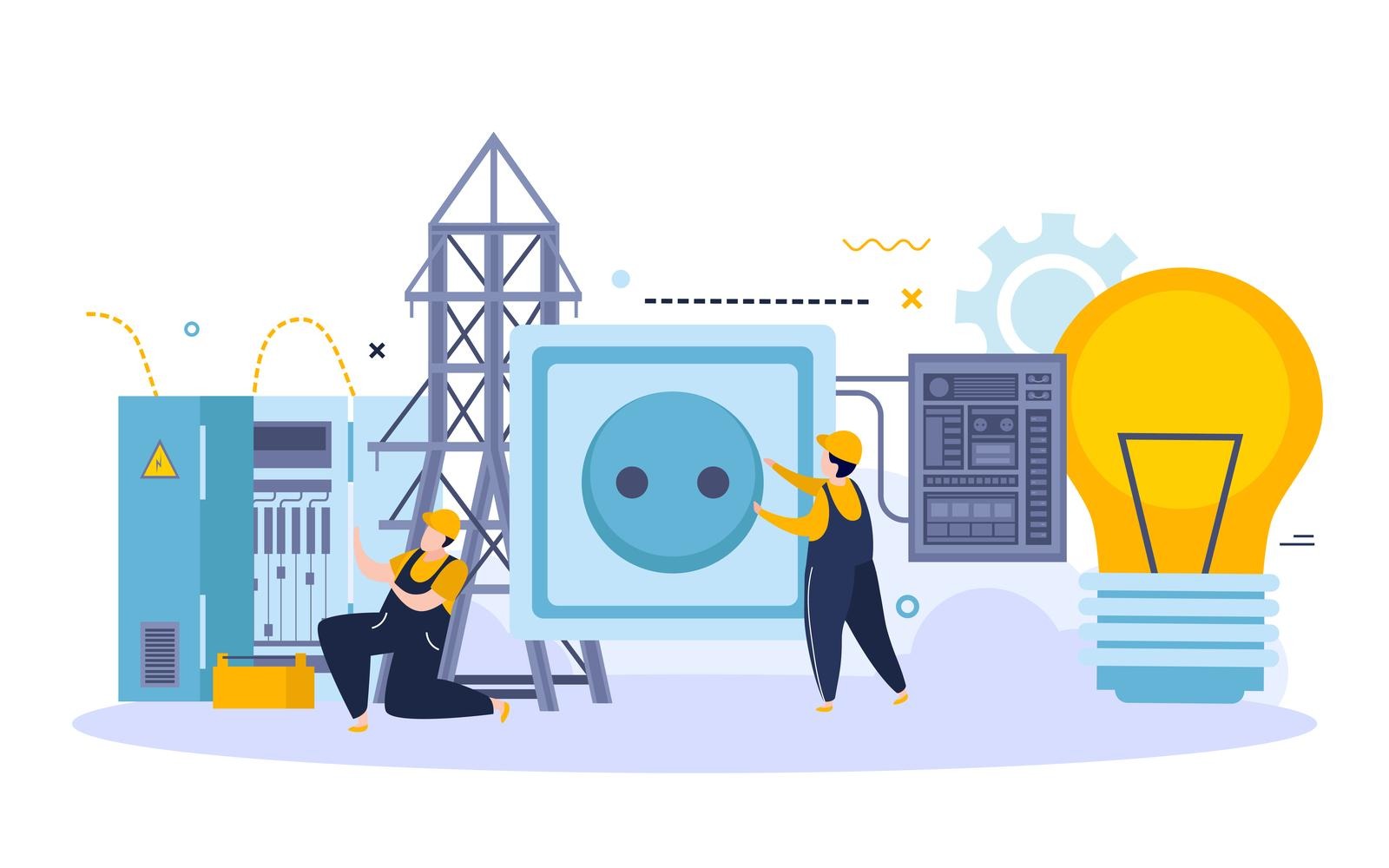 Electricity And Lighting Flat Composition 201140256 Vector Illustration ...