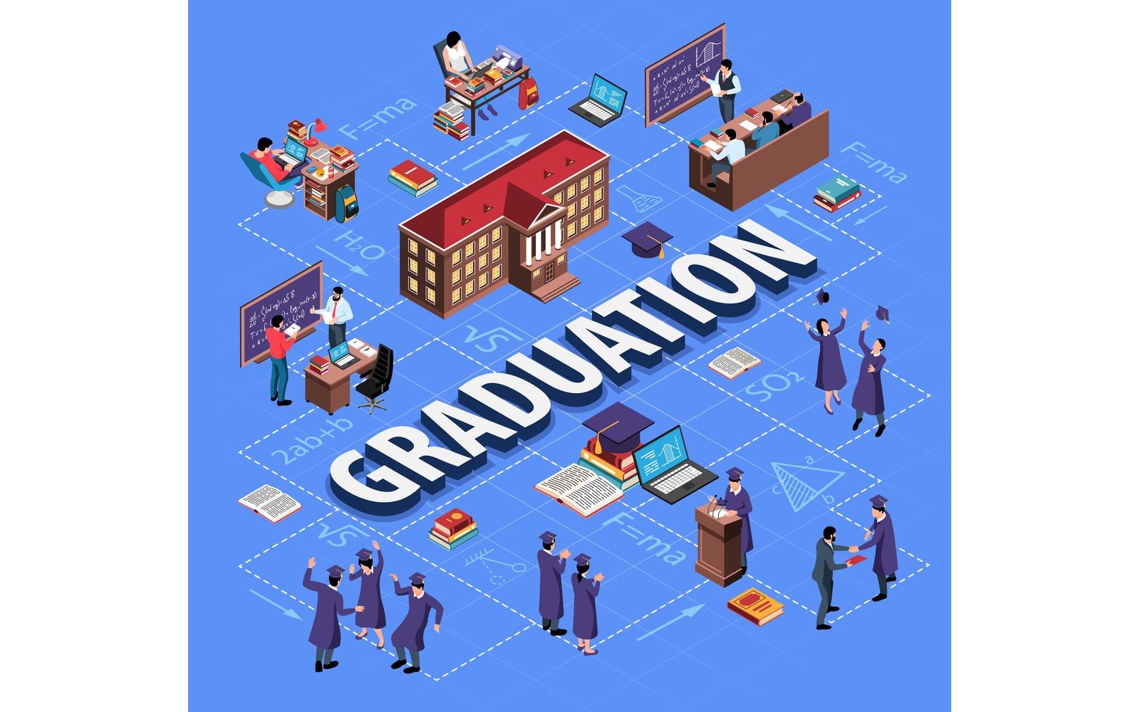 Isometric Graduation Flowchart 201210519 Vector Illustration Concept