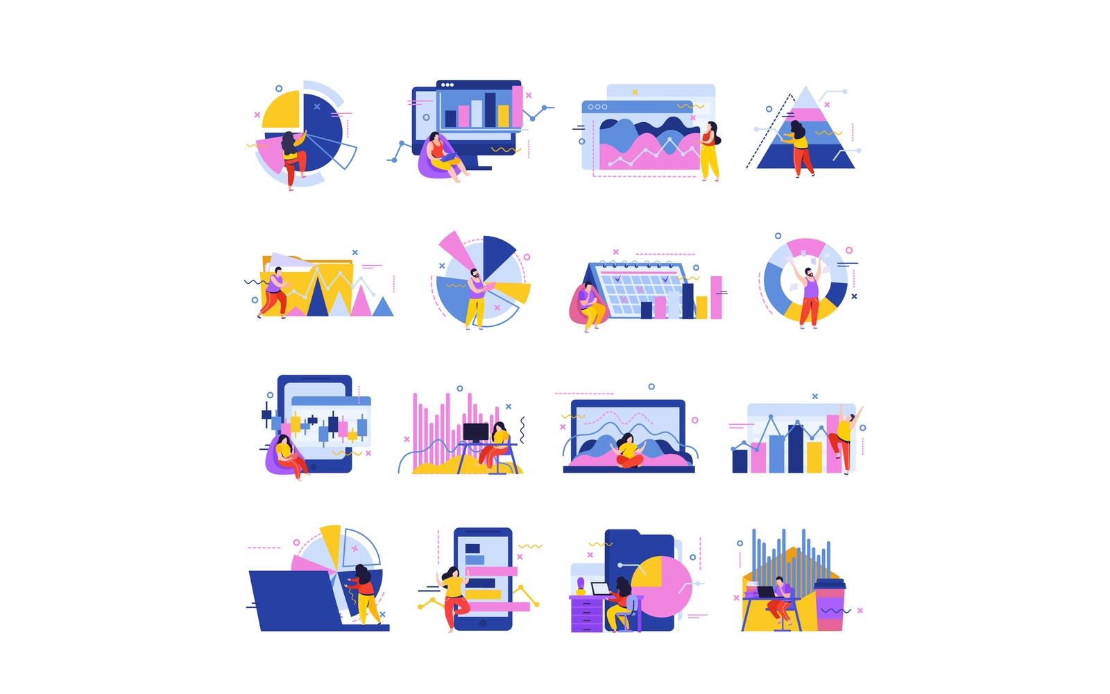 Data Analysis Flat Icons 201140228 Vector Illustration Concept