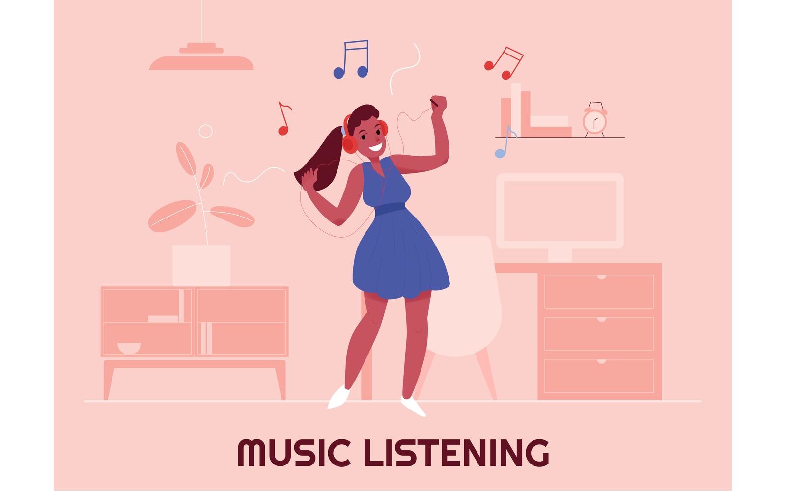 People Headphones Listen Music Illustration 201130520 Vector ...