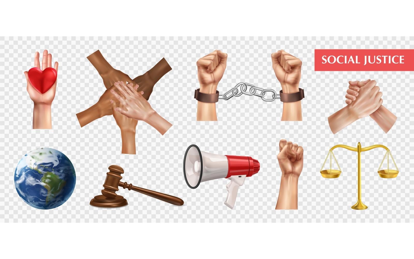 Realistic Social Justice Transparent Set 201130526 Vector Illustration ...