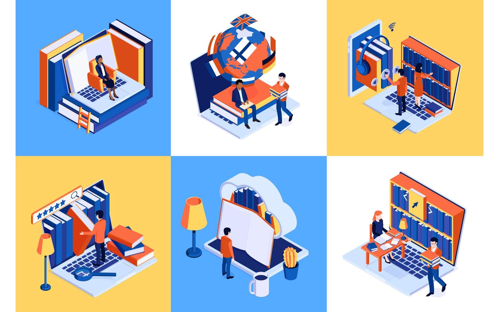 Isometric Online Library Design Concept 200850413 Vector Illustration ...