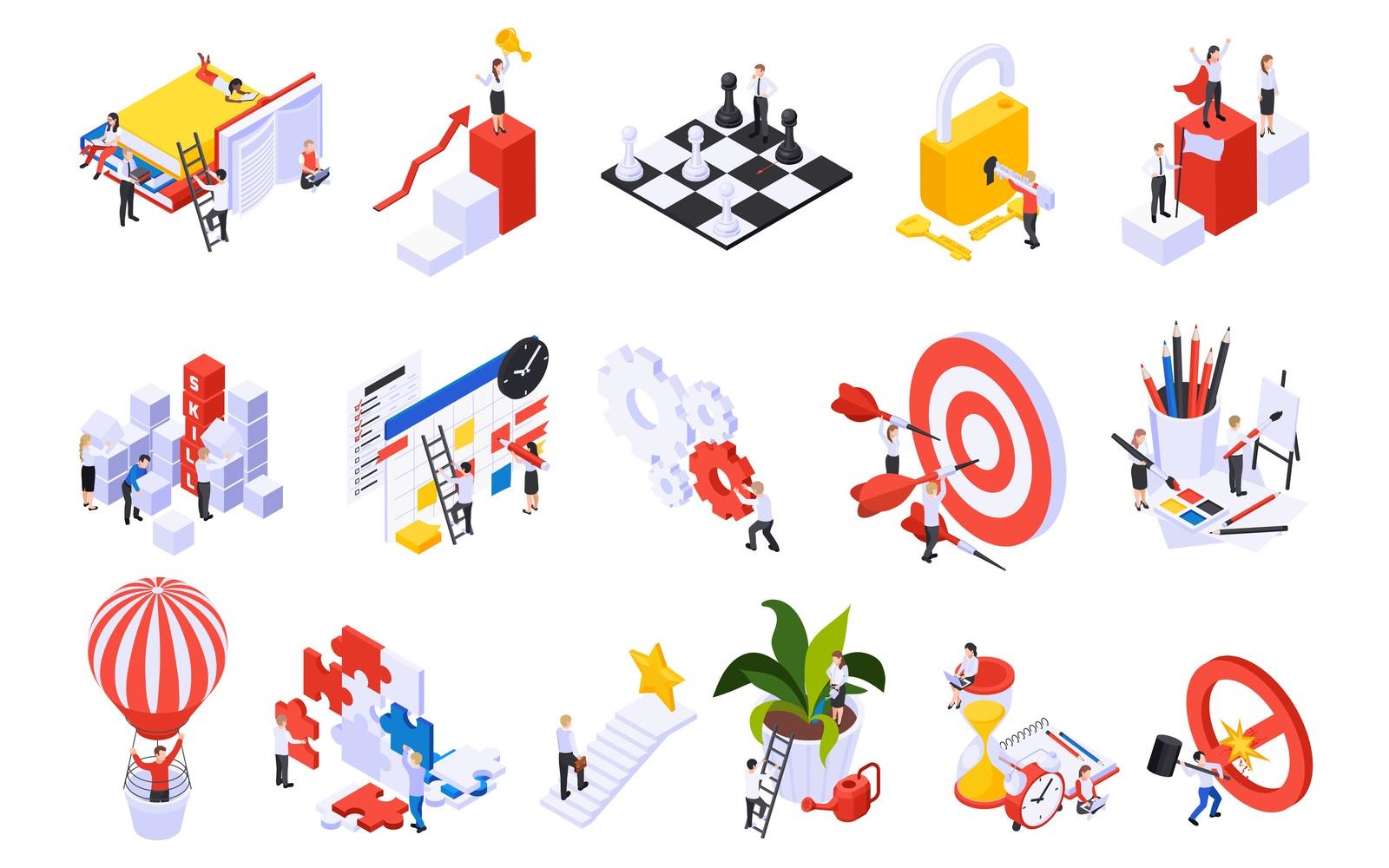 Personal Growth Self Development Isometric Set 200903907 Vector ...