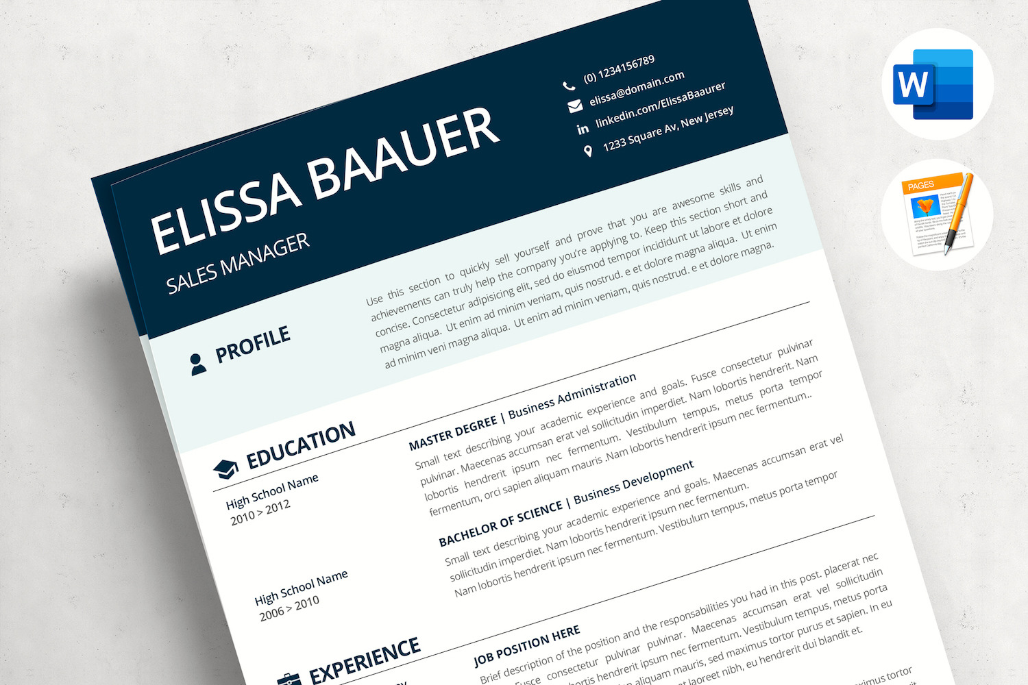 ELISSA - Modern Resume. Professional Biodata template for MS Word ...