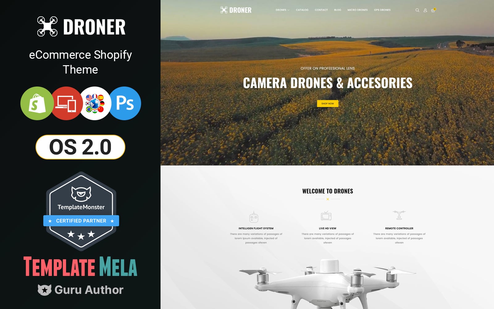 Droner - Drone Camera Shopify Theme #216154 - TemplateMonster