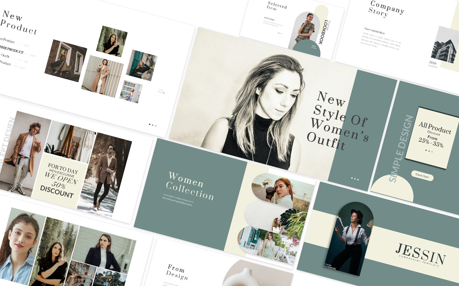 Jessin Lookbook Google Slides Template - TemplateMonster