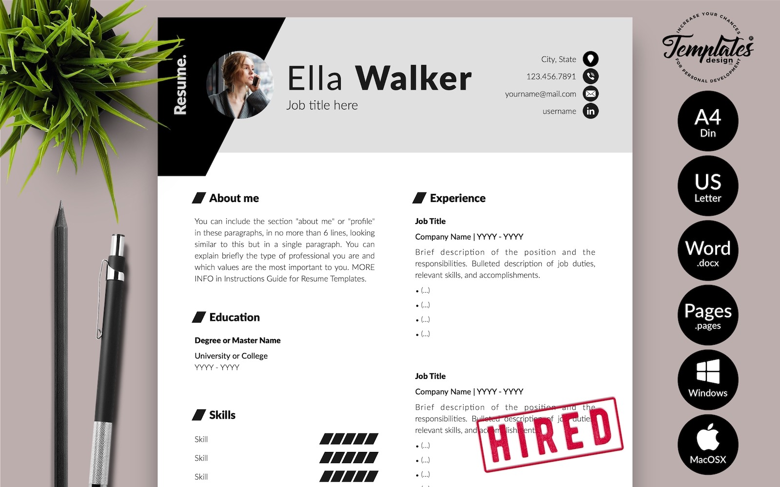 Steve Parker - Creative Resume Template with Cover Letter for Microsoft ...