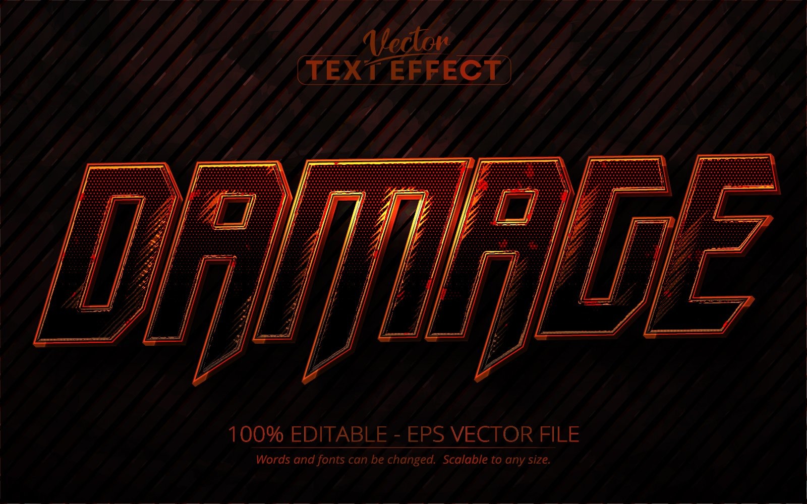 Damage - Editable Text Effect, Font Style, Graphics Illustration