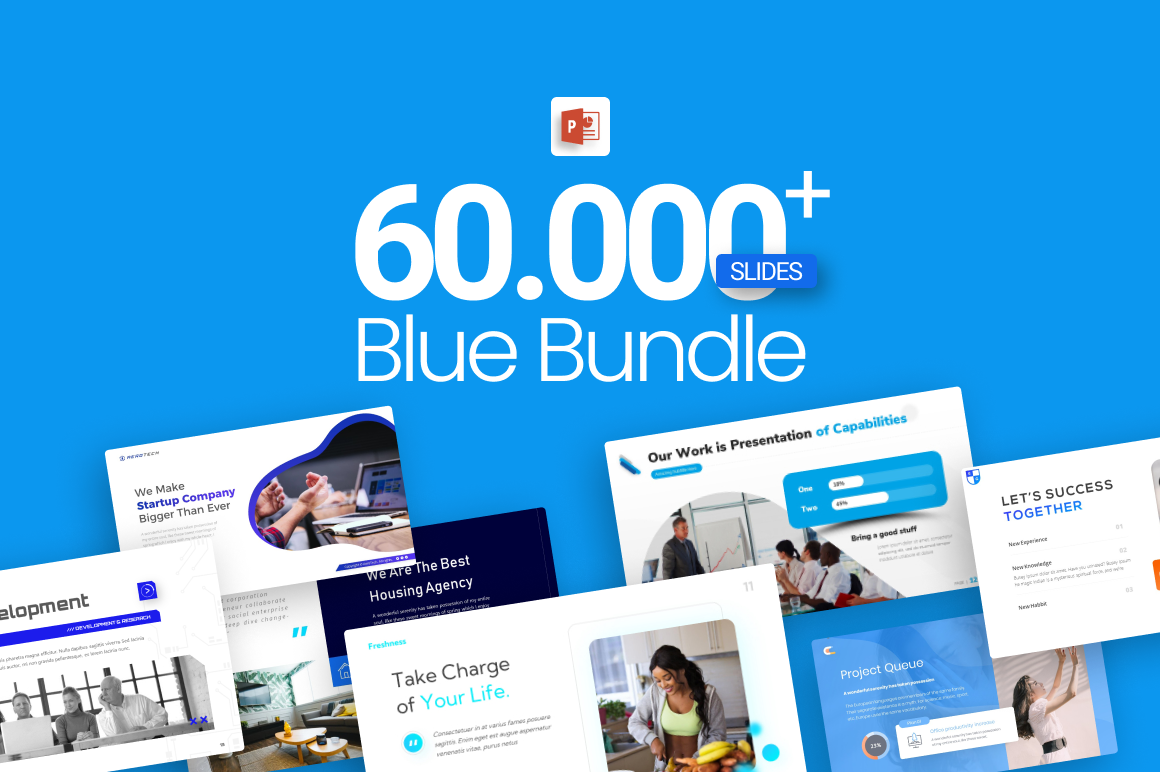 60.000+ Blue Bundle PowerPoint Template - TemplateMonster