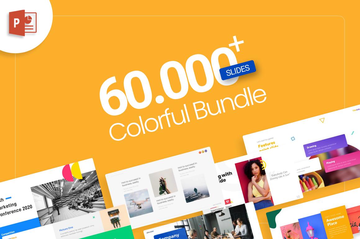 60.000+ Colorful Bundle PowerPoint Template - TemplateMonster