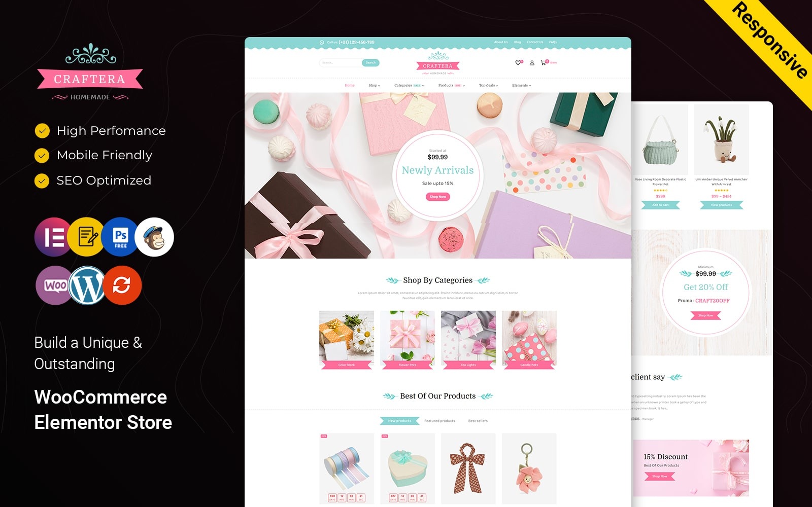 Craftera - Crafts and Gifts Multipurpose Elementor Responsive WooCommerce Theme