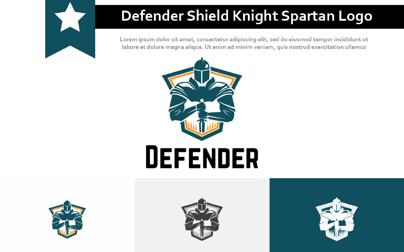 Defender Shield Knight Spartan Soldier Warrior Armour War Logo