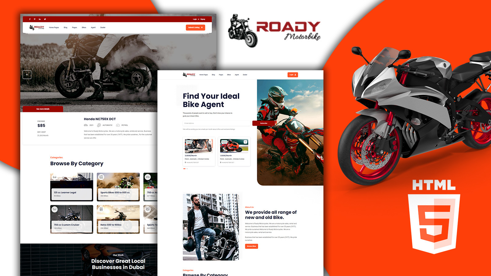 Roady - Motorbike Rent HTML5 Template - TemplateMonster