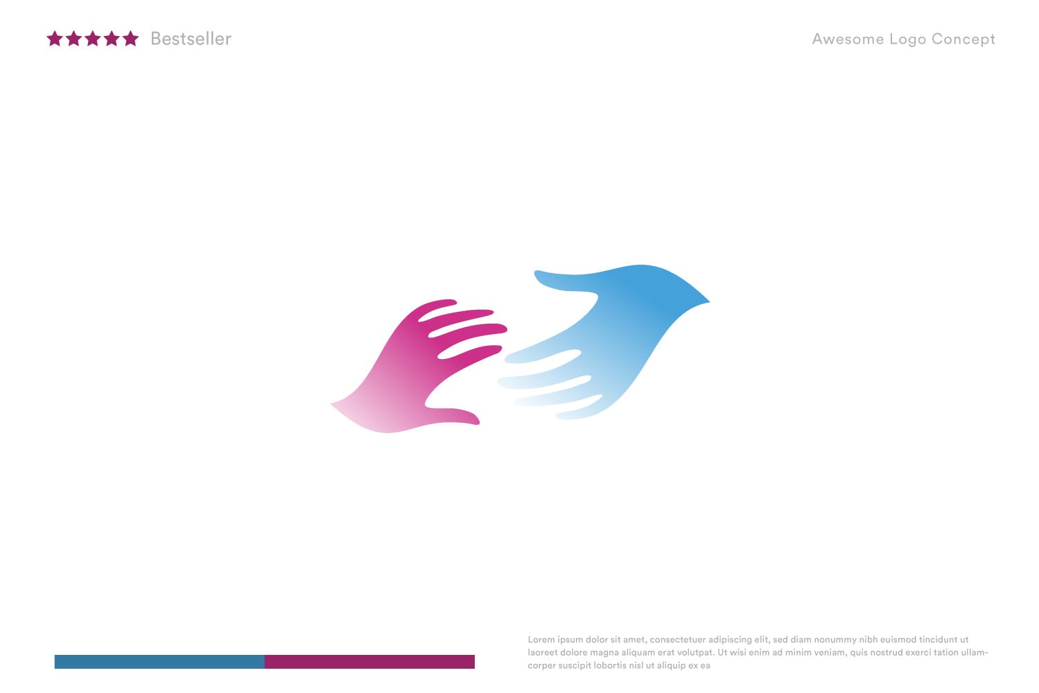Pink and blue hands Logo Template for psychology support, charitable ...