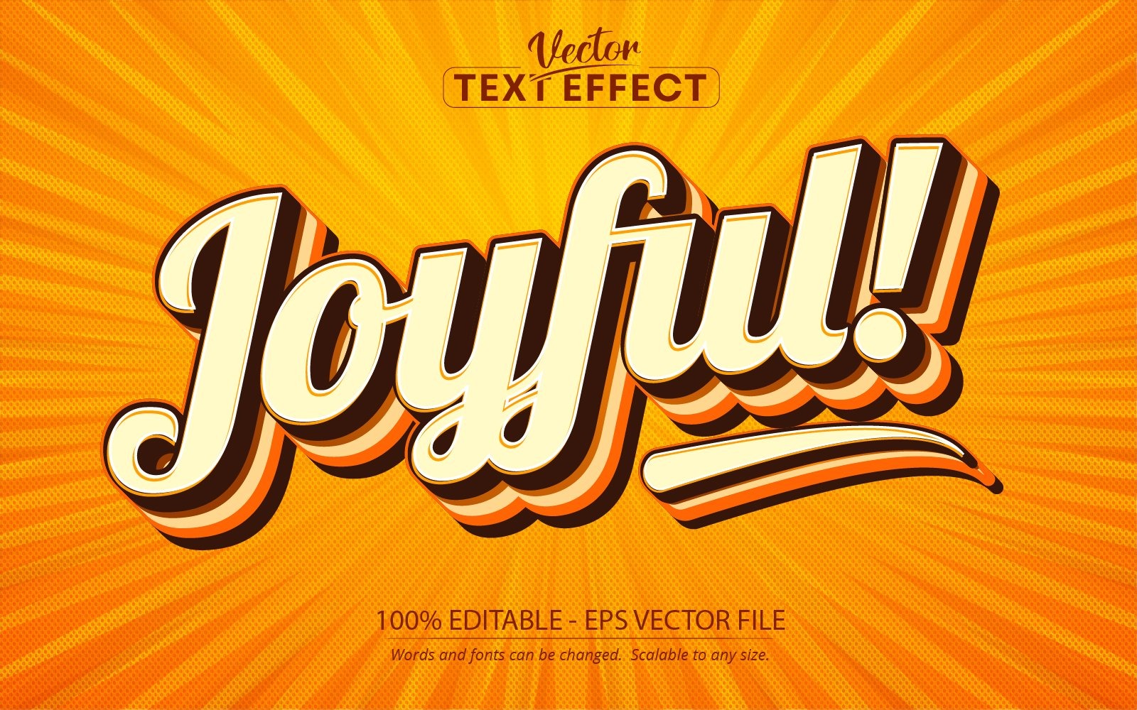 Joyful - Orange Color Vintage Style, Editable Text Effect, Font Style ...