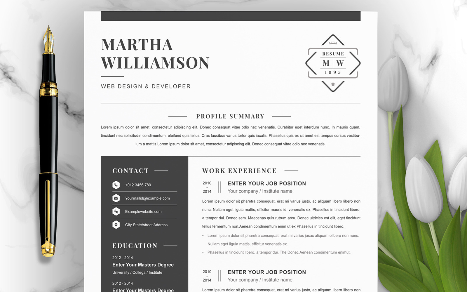 Martha / Clean Modern Resume #218818 - TemplateMonster
