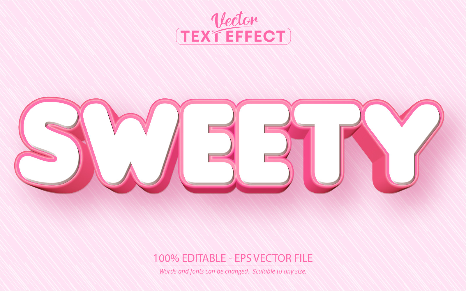 Sweet - Pink Color Cartoon Style, Editable Text Effect, Font Style ...