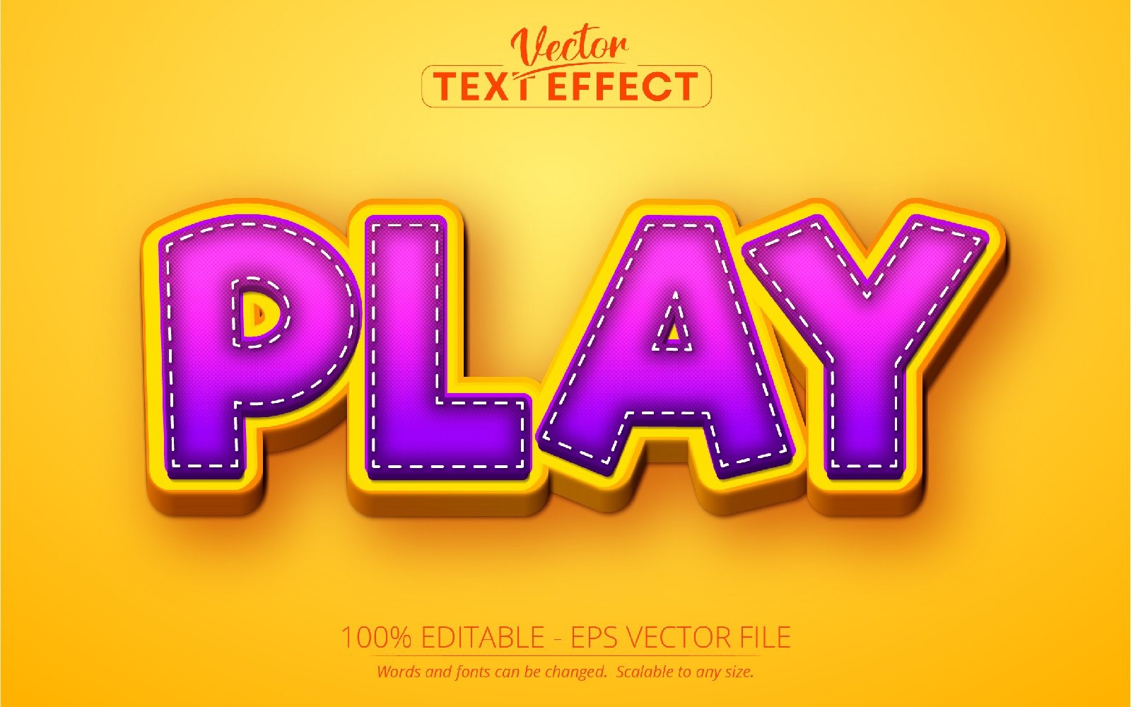 Play - Editable Text Effect, Purple Color Cartoon Font Style, Graphics ...