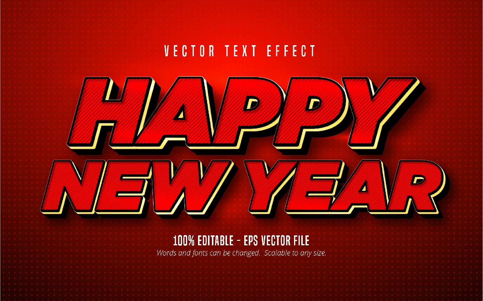 Happy New Year - Editable Text Effect, Red Textured Cartoon Font Style ...