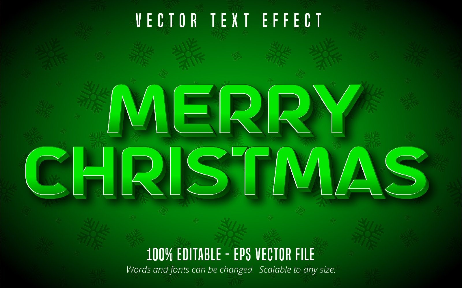 Merry Christmas - Editable Text Effect, Cartoon And Green Color Font ...