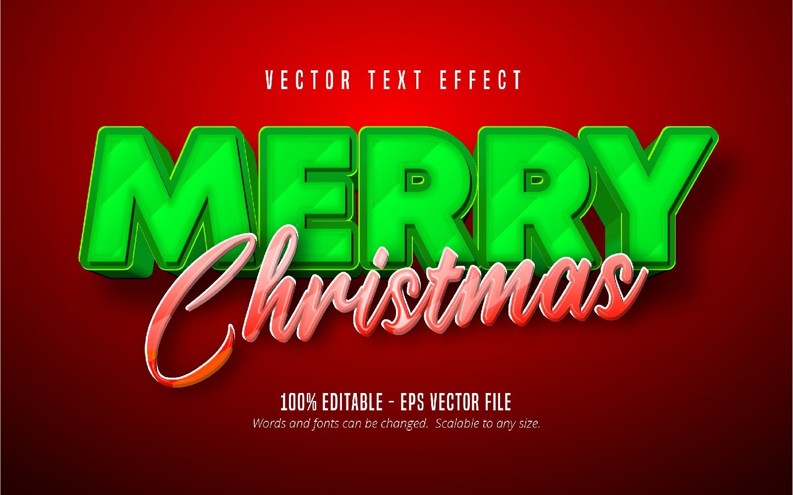 Merry Christmas - Editable Text Effect, Red And Green Cartoon Font ...
