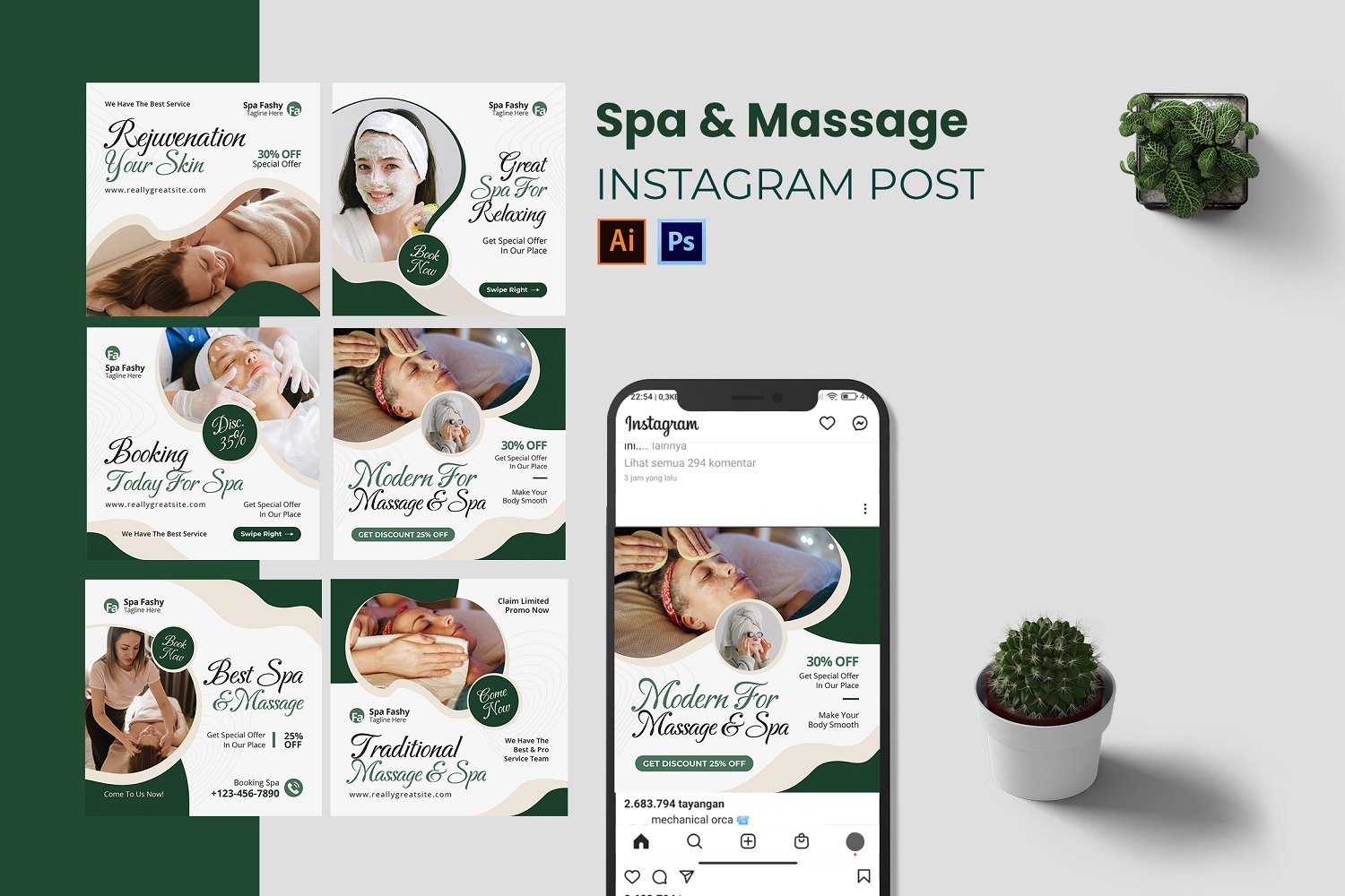 Spa and Massage Instagram Post #220071 - TemplateMonster