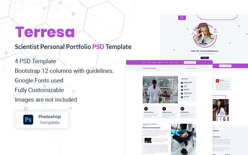 Terresa – Scientist Personal Portfolio PSD Template