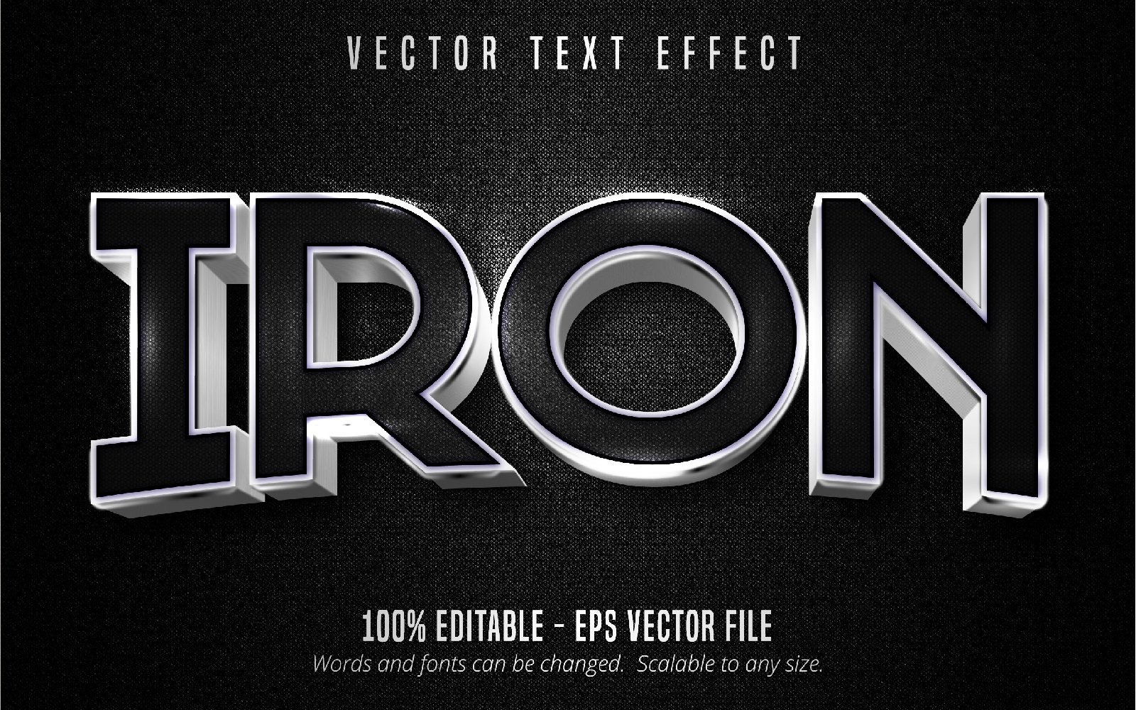 Iron - Editable Text Effect, Metallic Silver And Black Textured Text ...