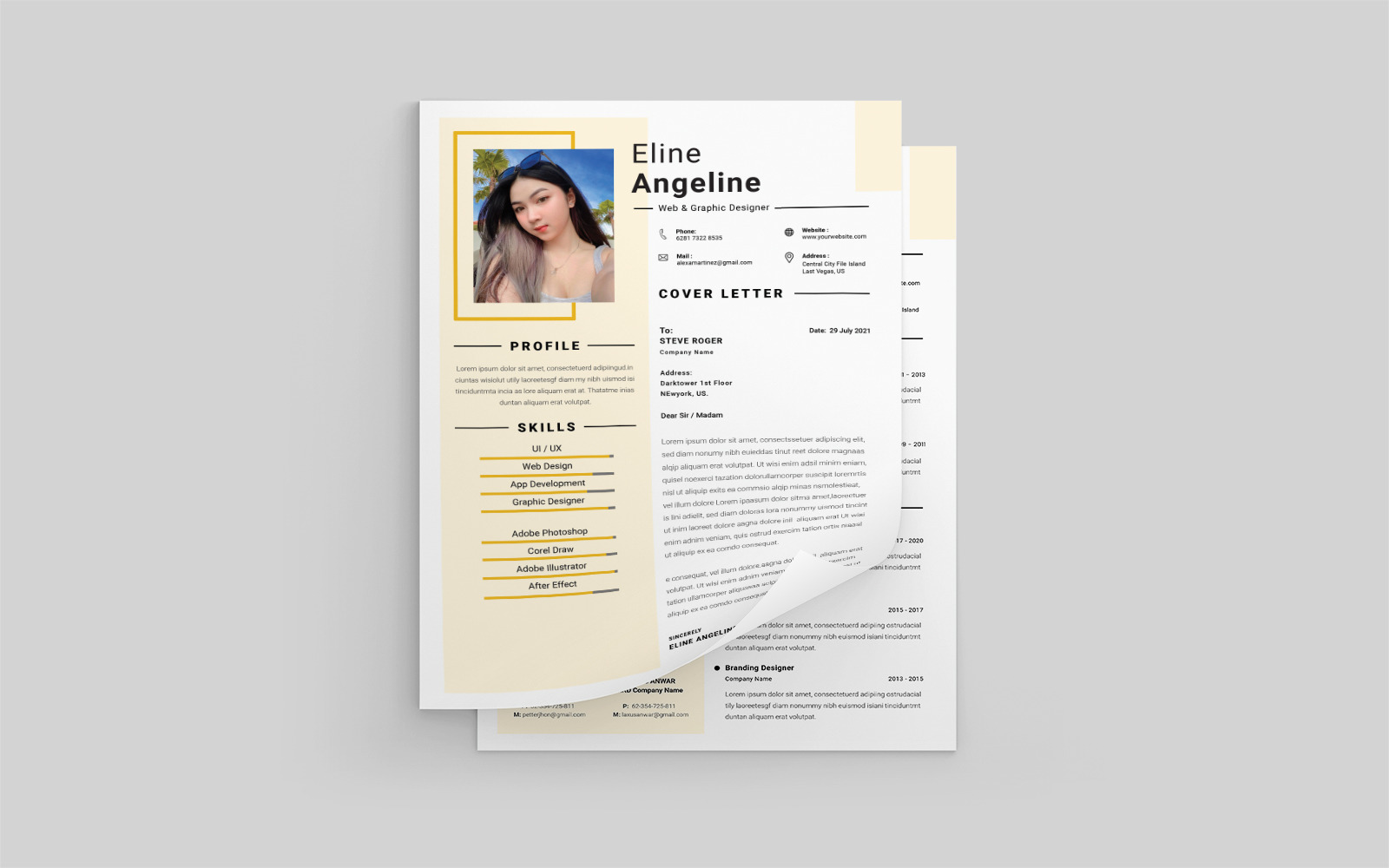 Angeline CV Resume Template #221171 - TemplateMonster