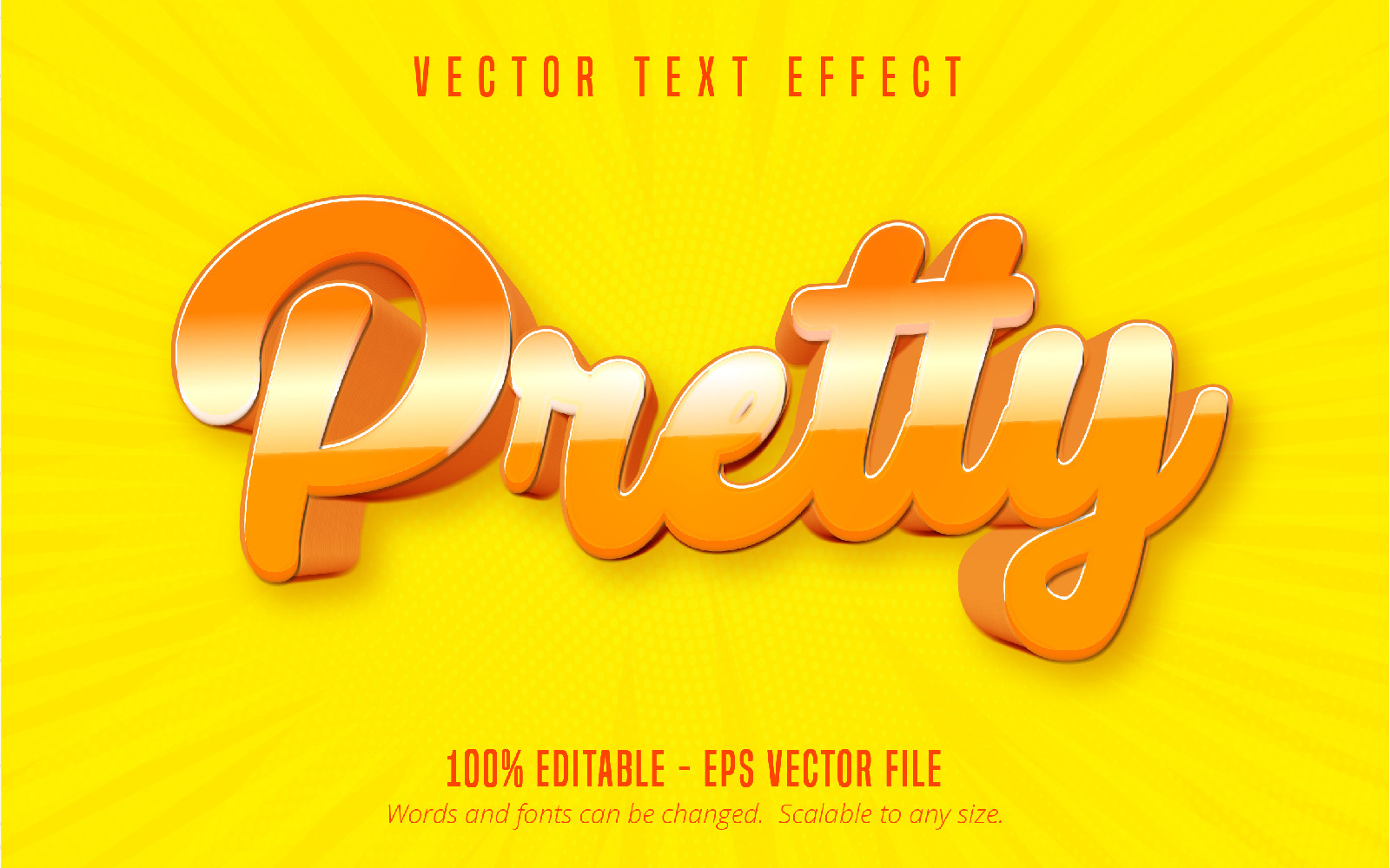 Pretty - Editable Text Effect, Cartoon And Orange Text Style, Graphics ...