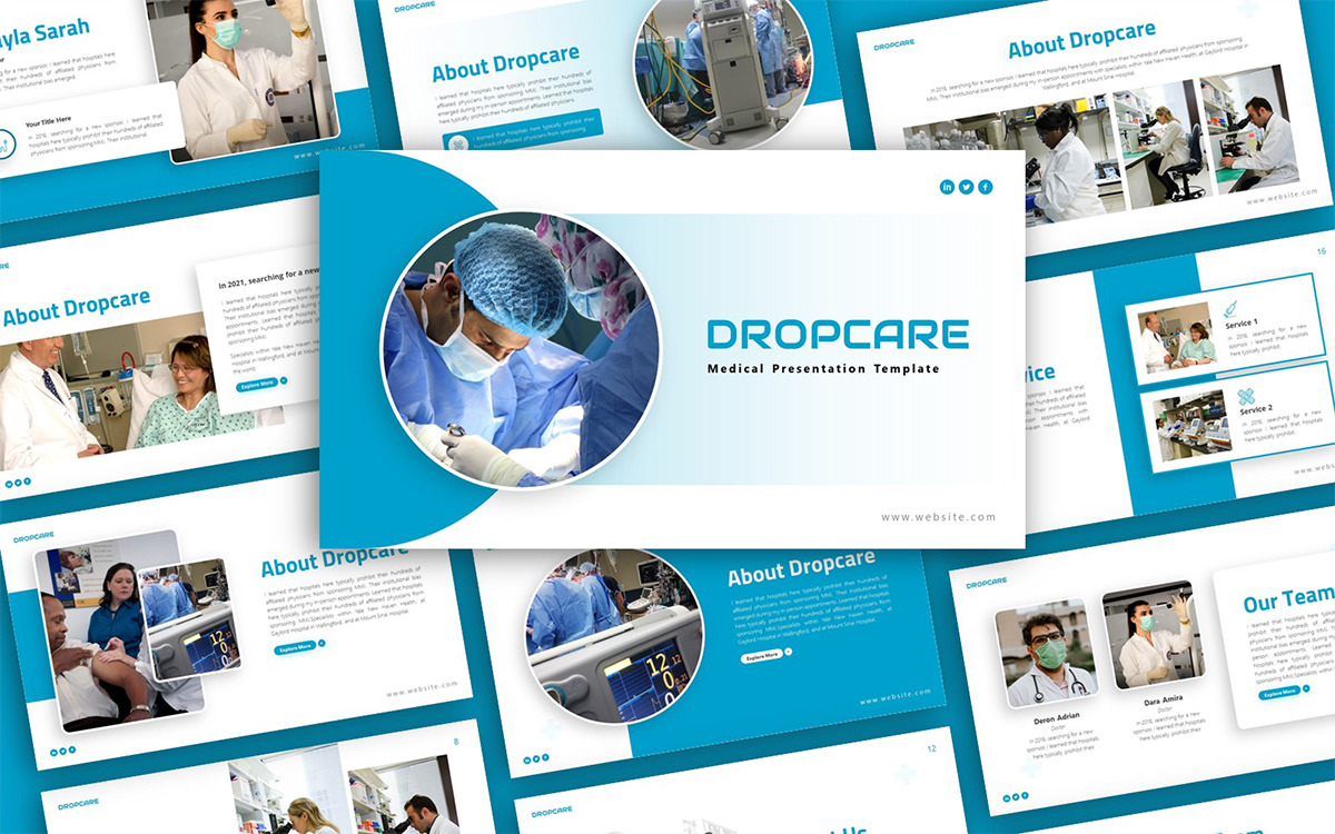 Dropcare - Modèle de présentation PowerPoint médicale polyvalente