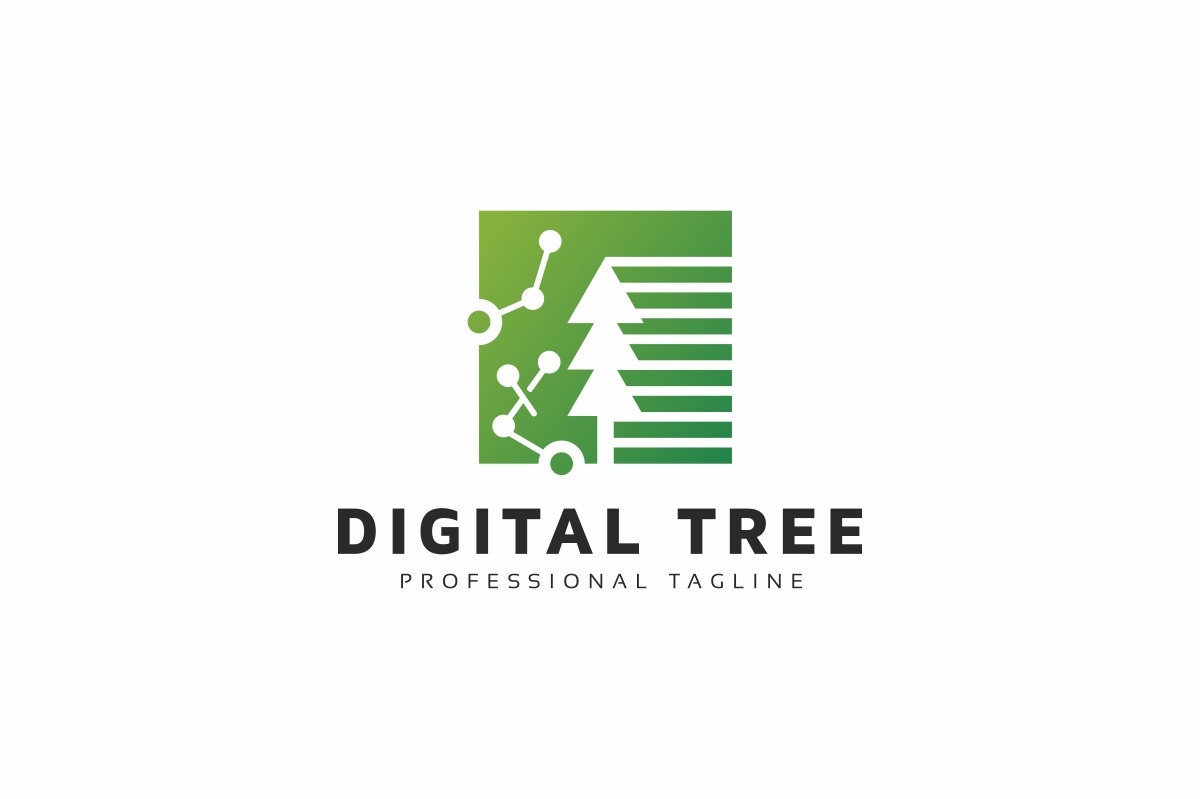 Digital Tree Green Logo Template #222079 - TemplateMonster