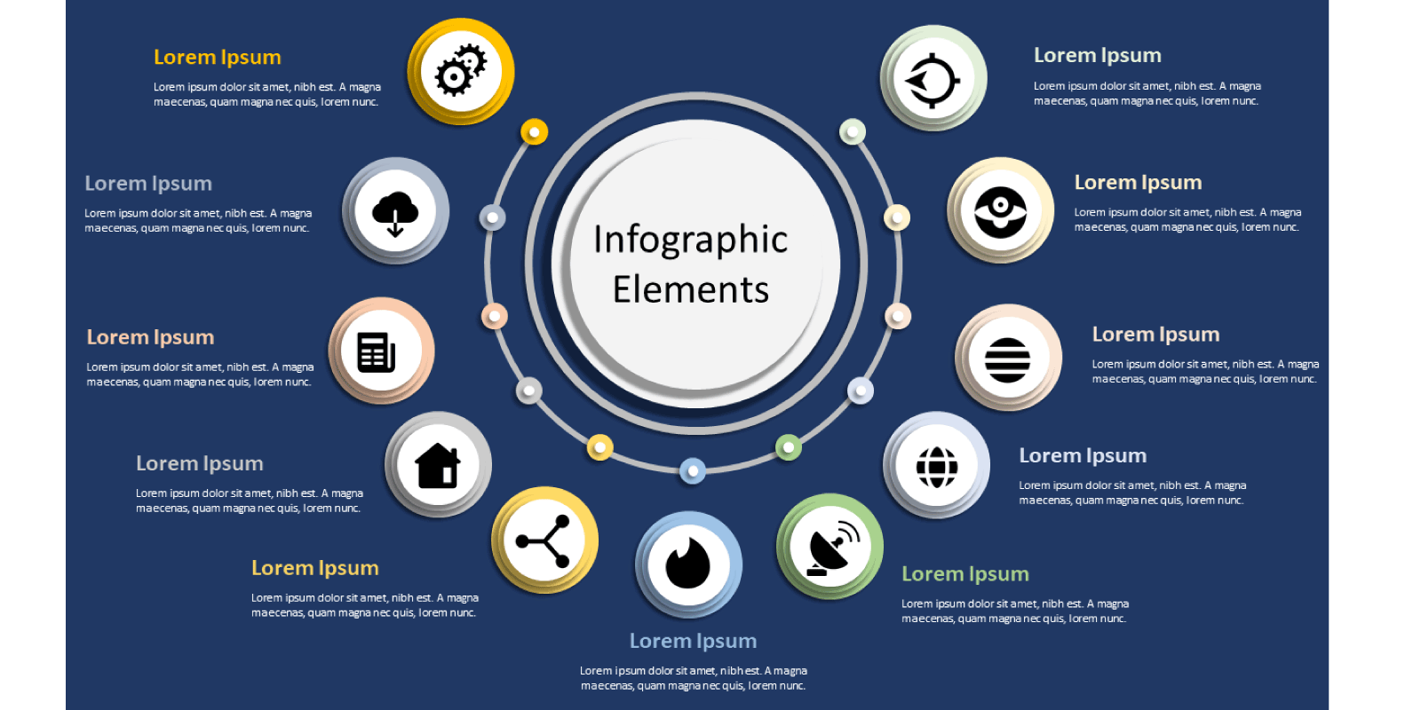 11 Points infographic PowePoint element - TemplateMonster