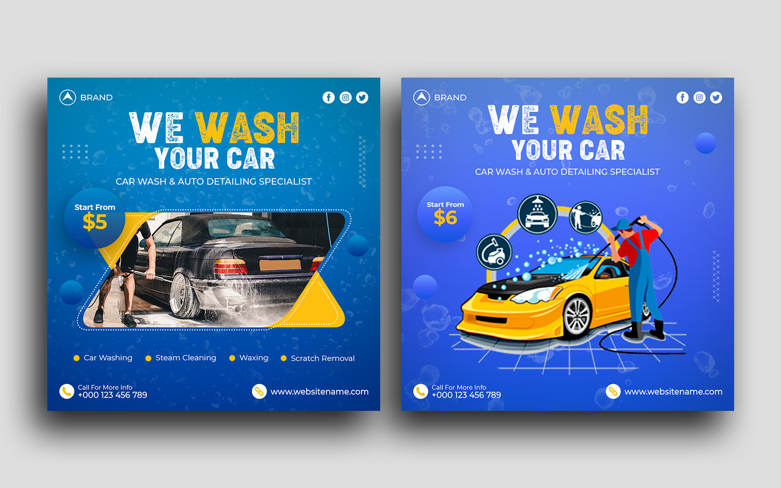 Car Wash Social Media Post Instagram post Banner Template