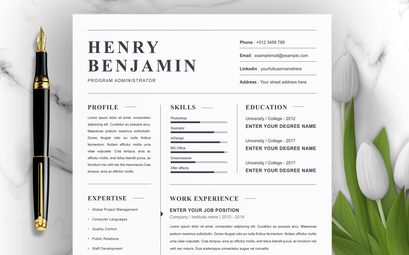 Henry / Clean Resume Template #222723 - TemplateMonster
