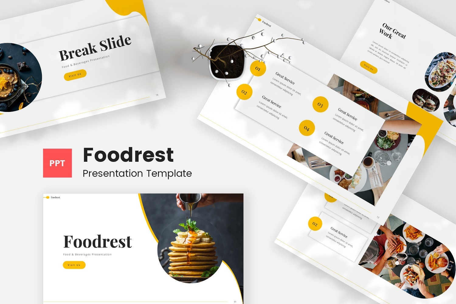 Foodrest — Modello PowerPoint di cibo - TemplateMonster