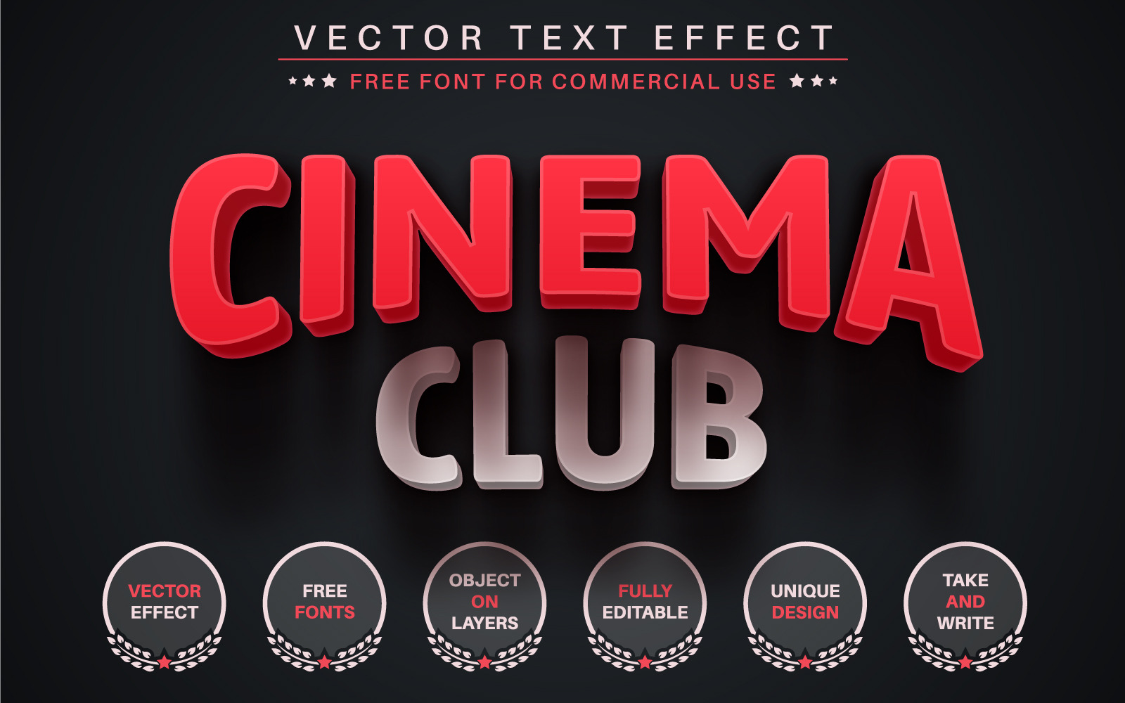 Cinema Club - Editable Text Effect, Font Style, Graphics Illustration