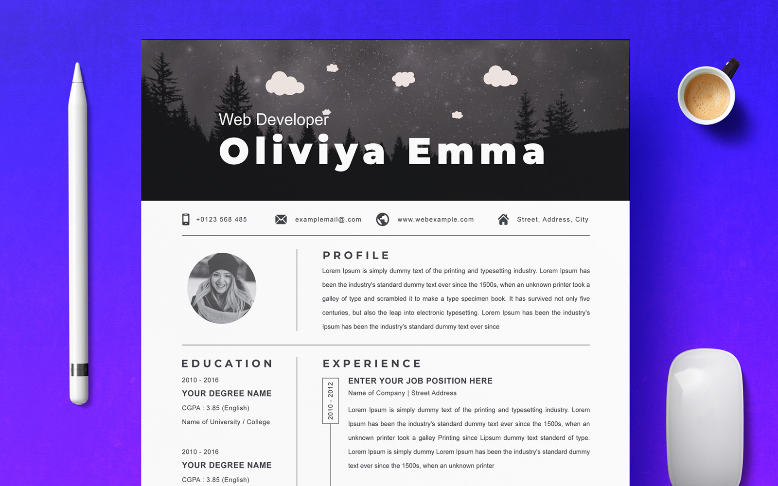 Oliviya Emma /Resume Template #224836 - TemplateMonster