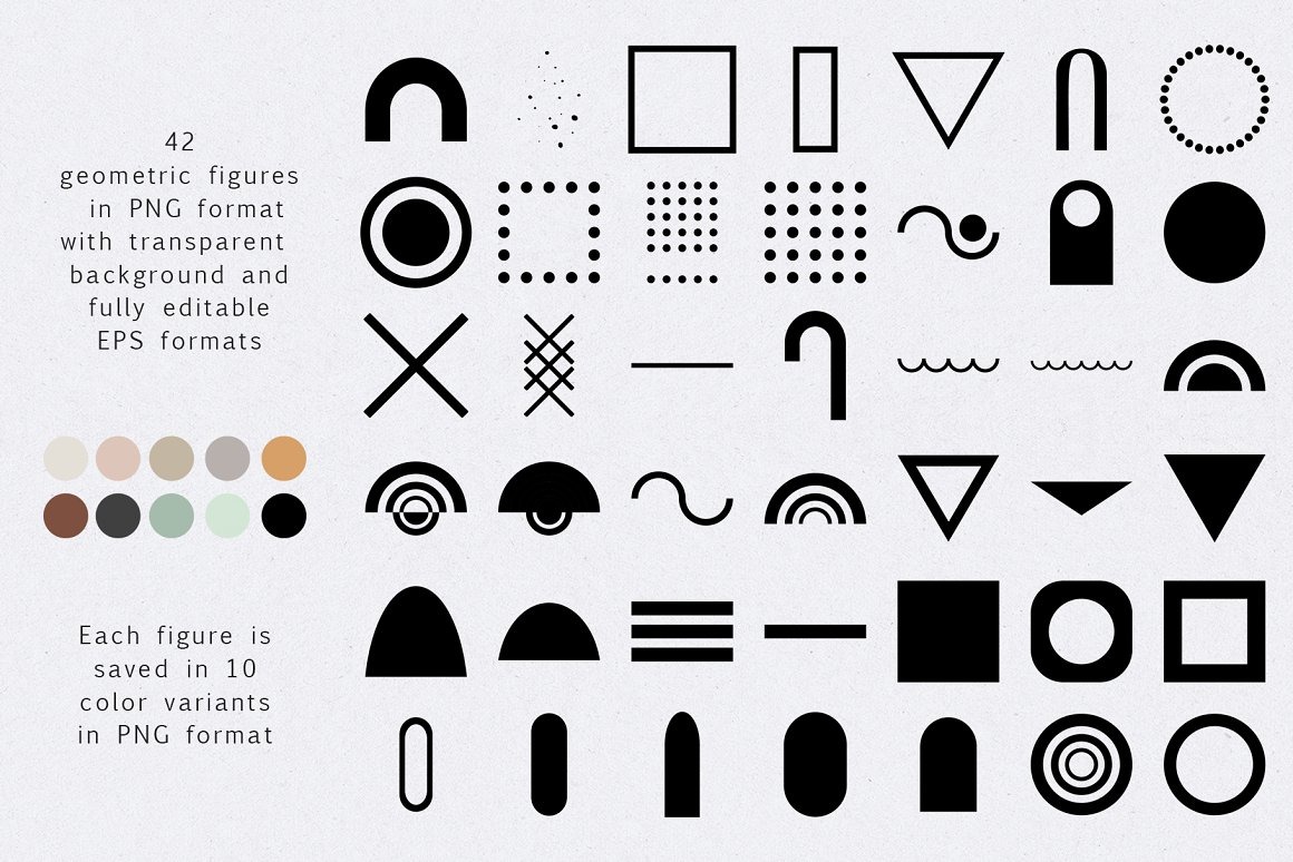 100 shapes Abstract Simple geometry Icon Sets