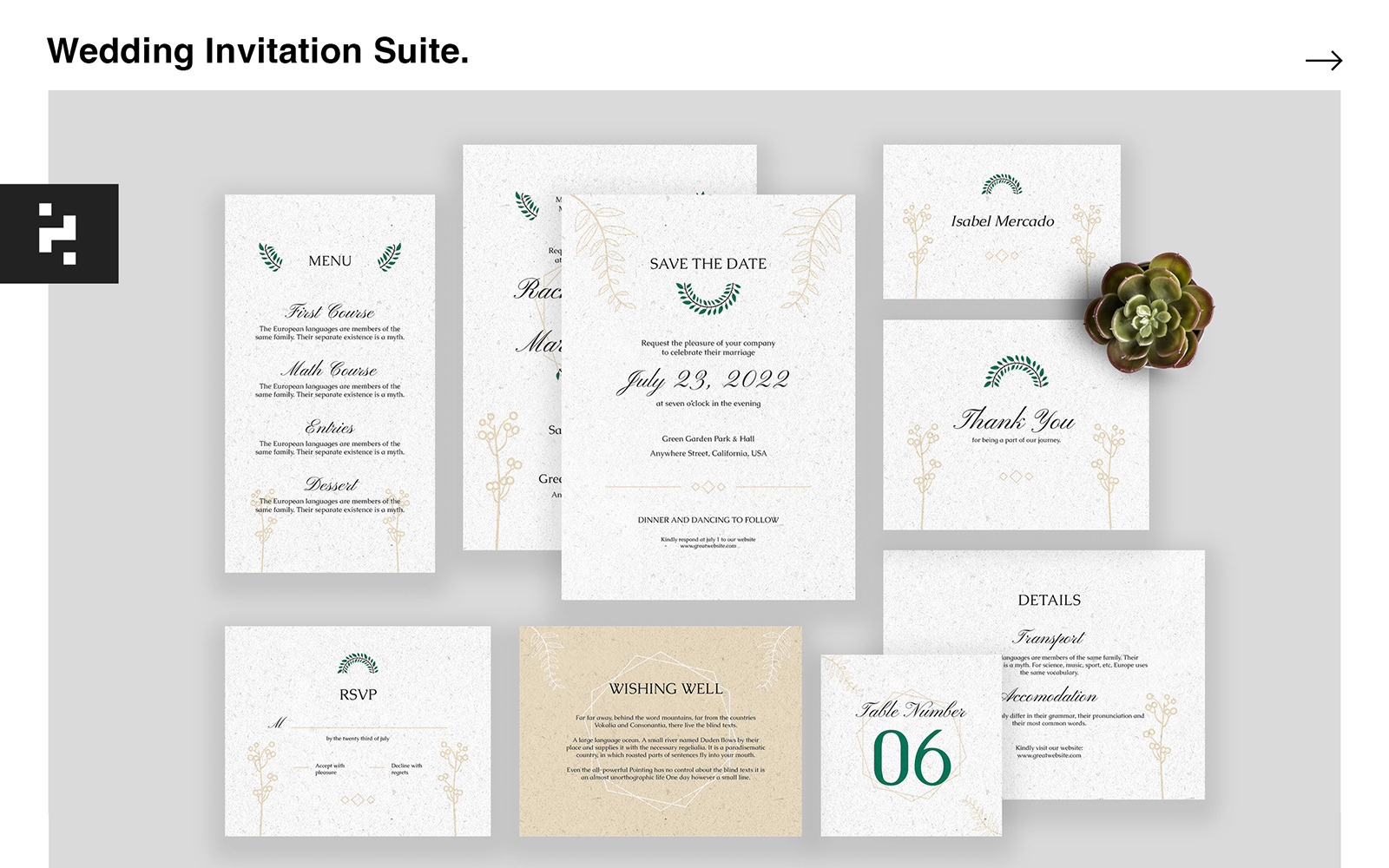 Wedding Invitation Suite Template #225679 - TemplateMonster