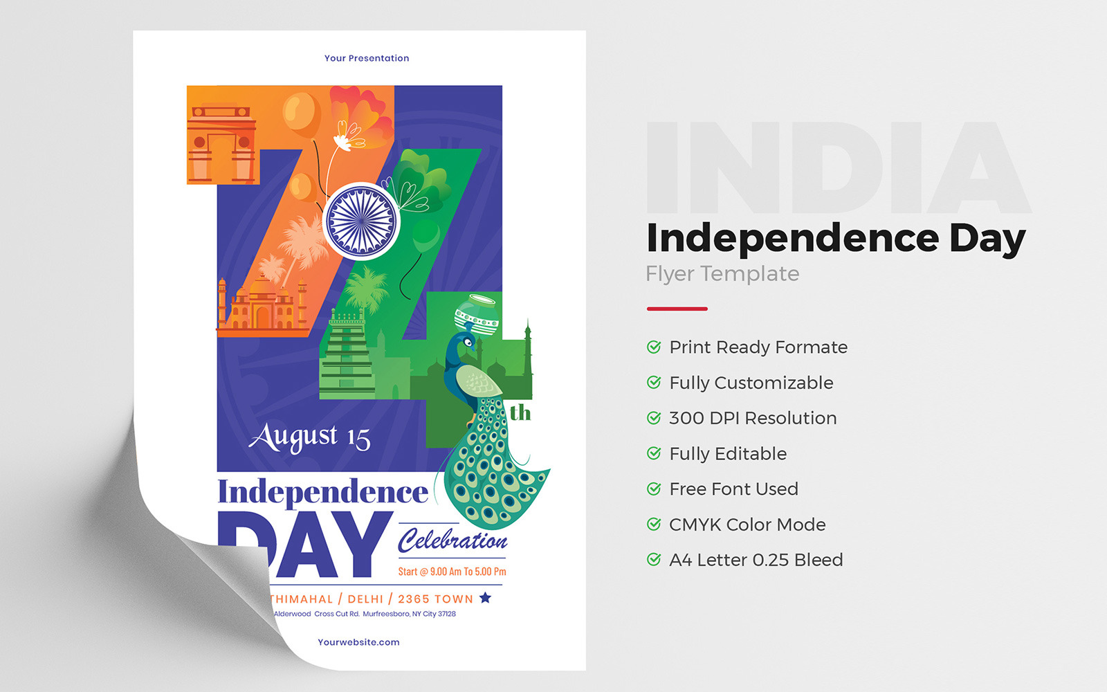 India Independence Day Flyer Template - TemplateMonster