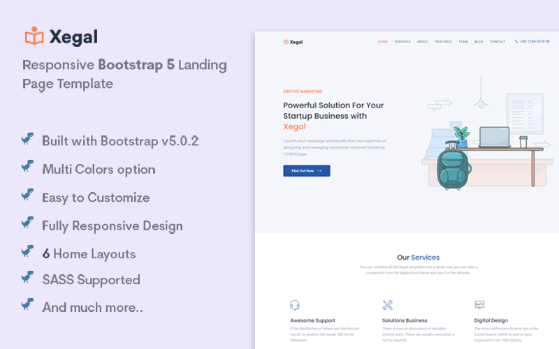 Xegal - Bootstrap 5 Landing Page Template - TemplateMonster