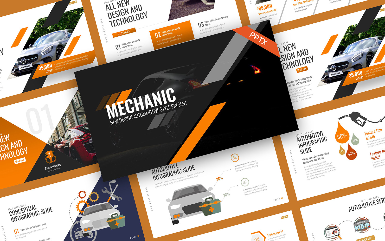 Mecánico automotriz Plantillas de Presentaciones PowerPoint