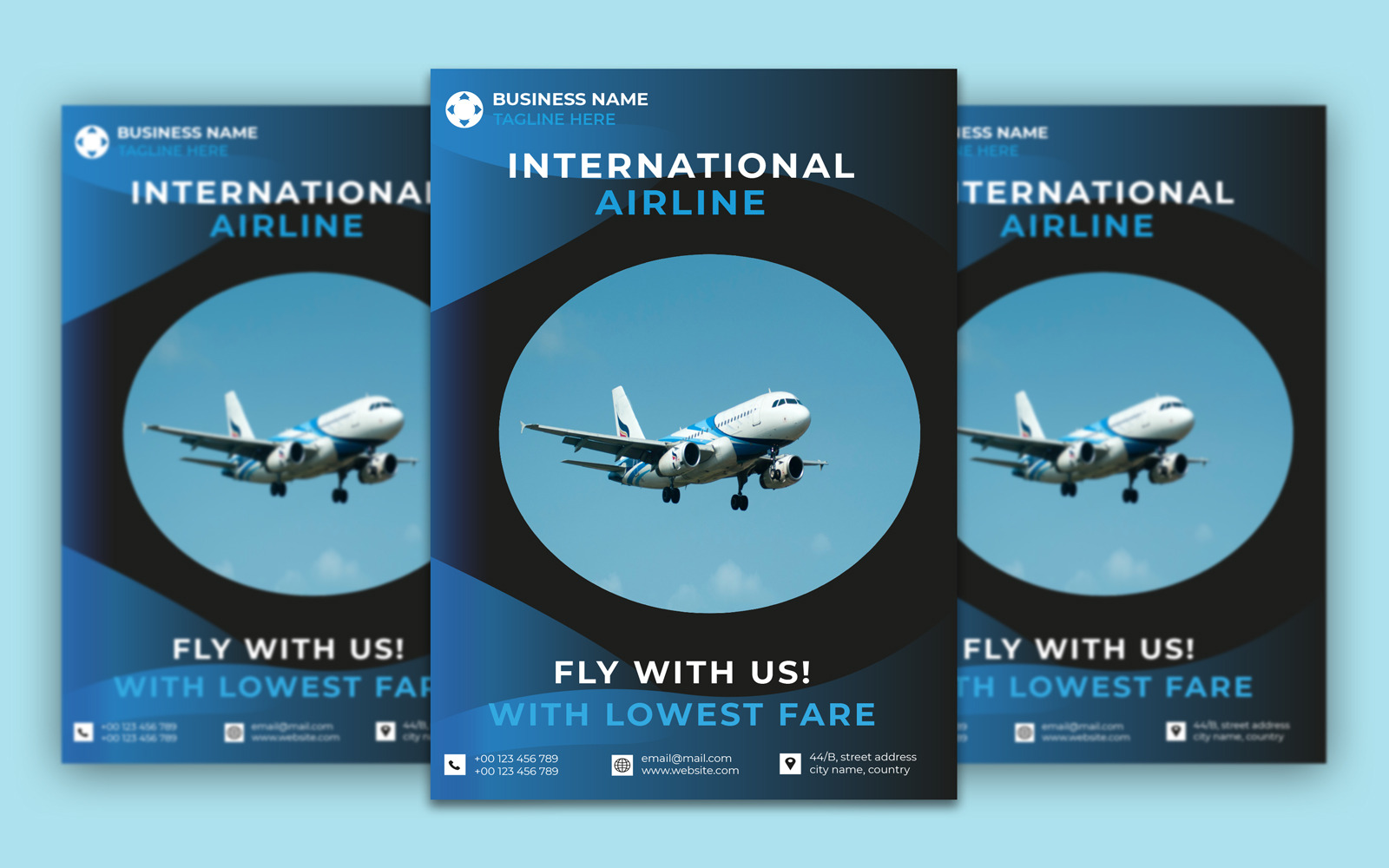 International Airline Flyer Template - TemplateMonster