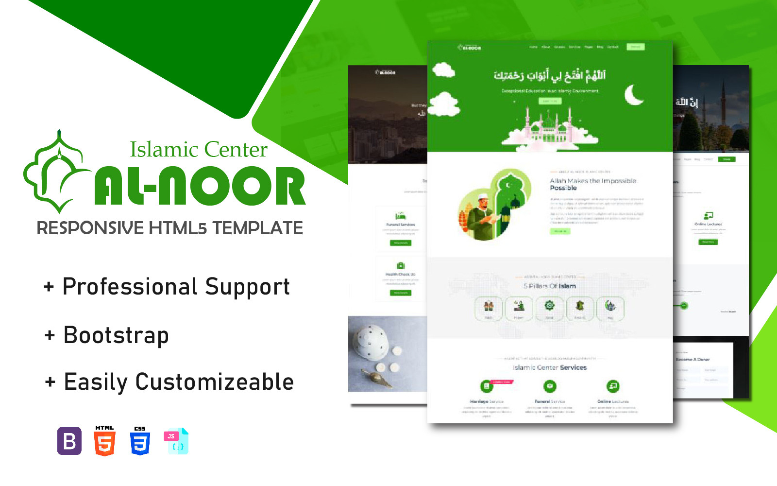 AL-Noor - Islamic Mosque Bootstrap HTML5 Website Template
