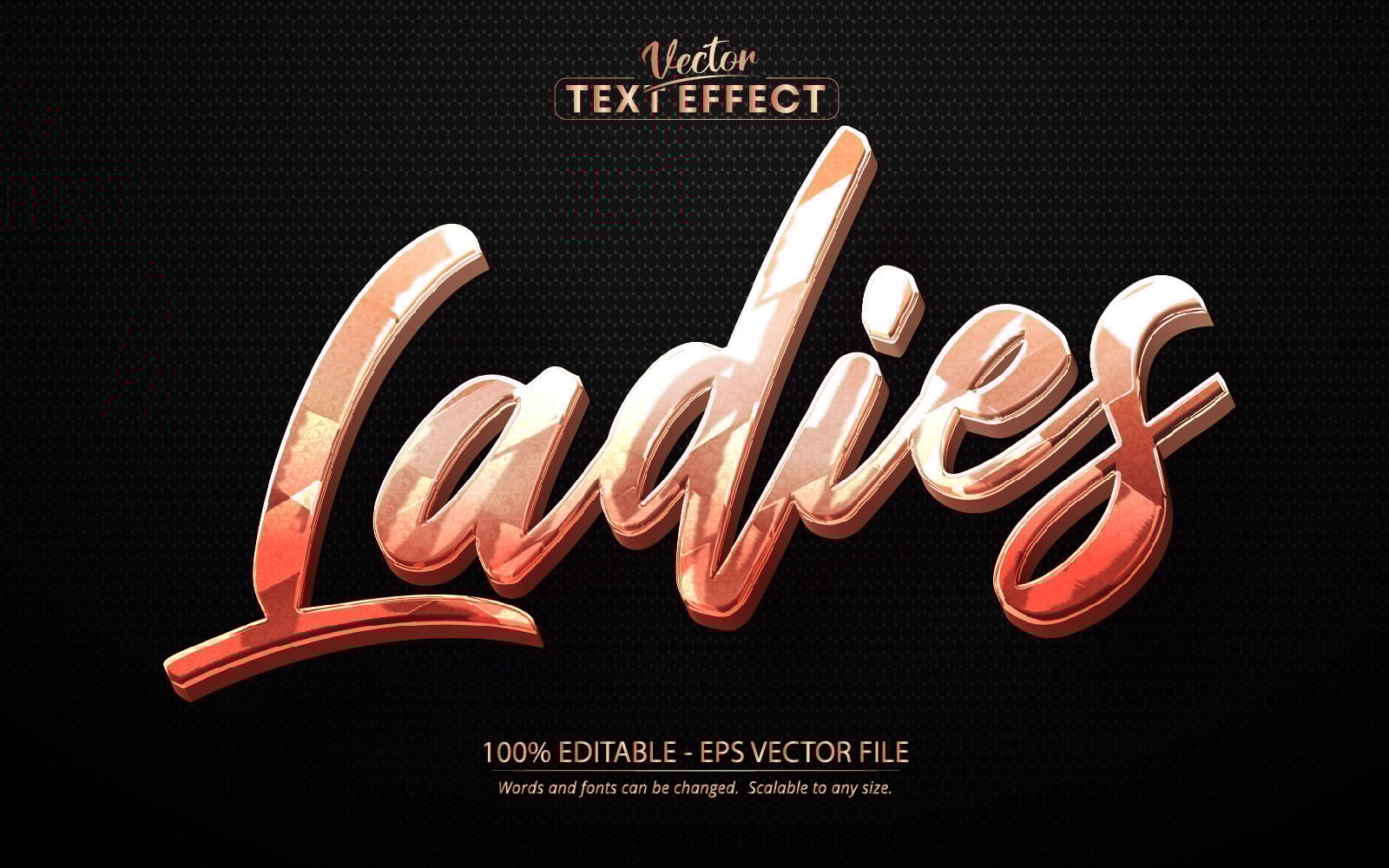 Ladies - Editable Text Effect, Metallic Rose Gold Text Style, Graphics ...