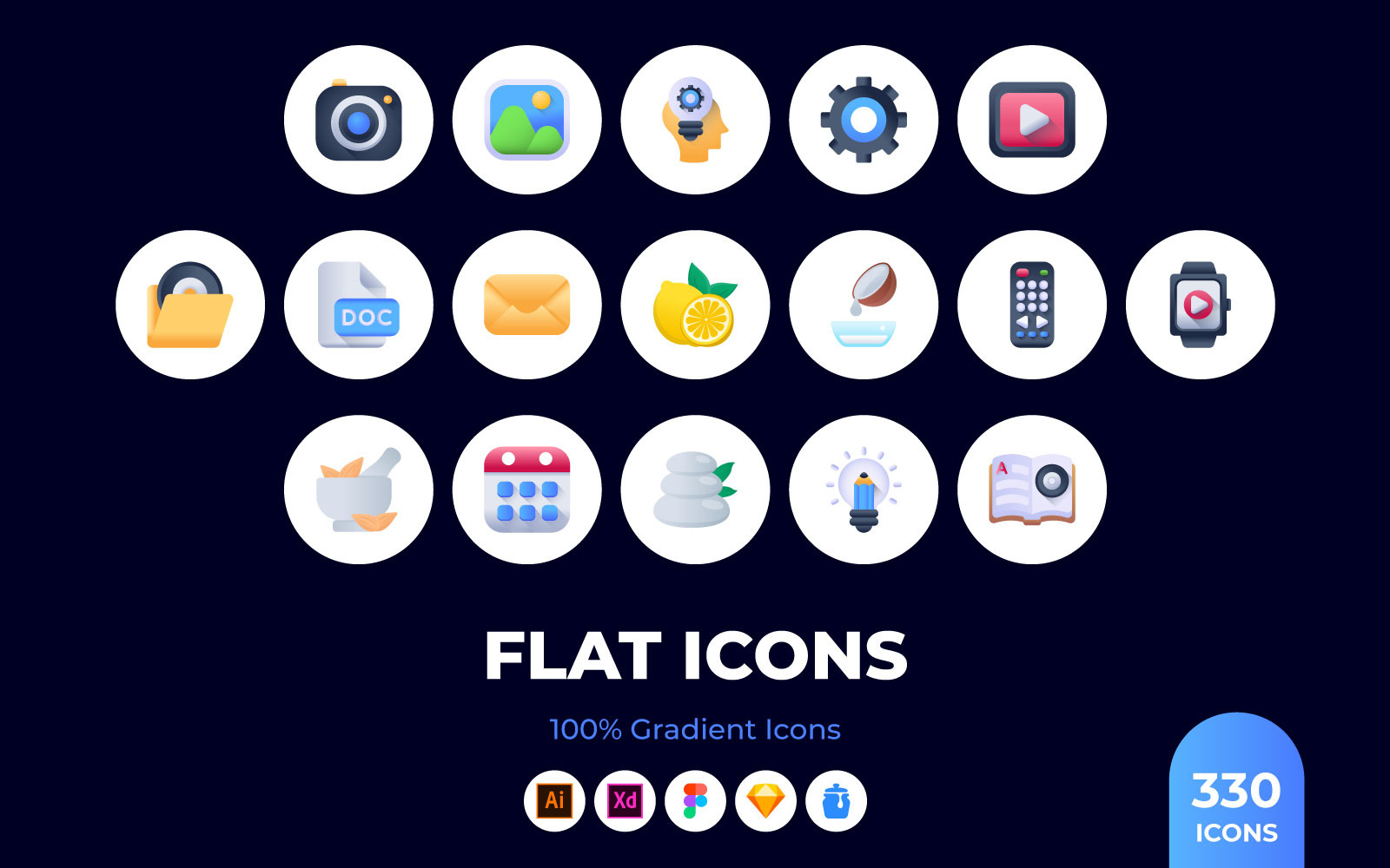 330+ Flat Gradients Icons #227942 - TemplateMonster